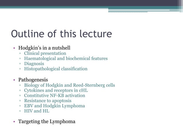 Hodgkins lymphoma pathogenesis and targets for therapy | PPT