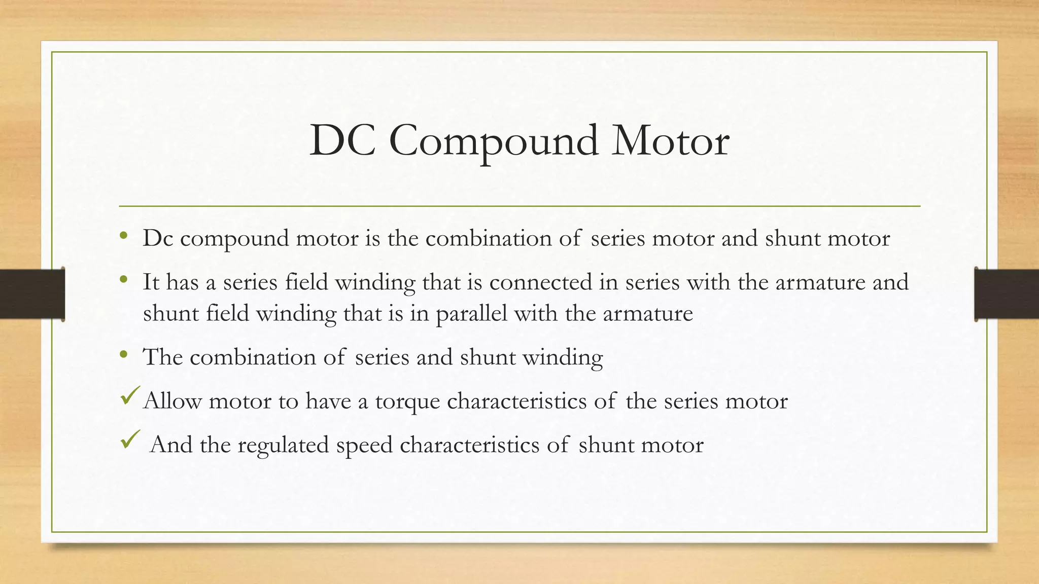 DC compound motor ppt | PPTX
