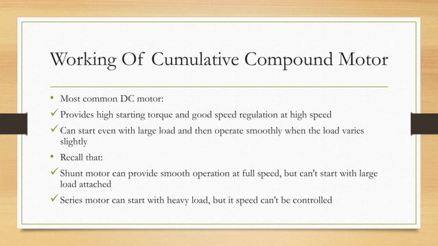 DC compound motor ppt | PPTX | Motorcycles | Automotive