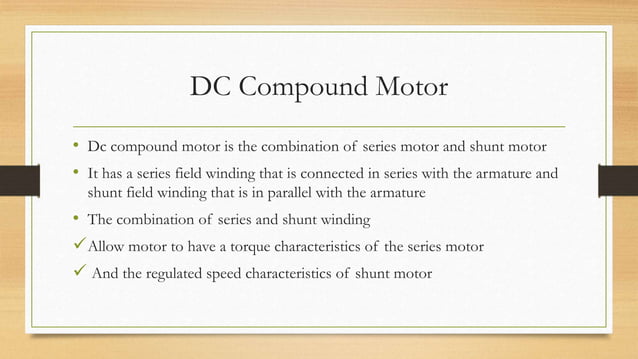 DC compound motor ppt | PPTX | Motorcycles | Automotive