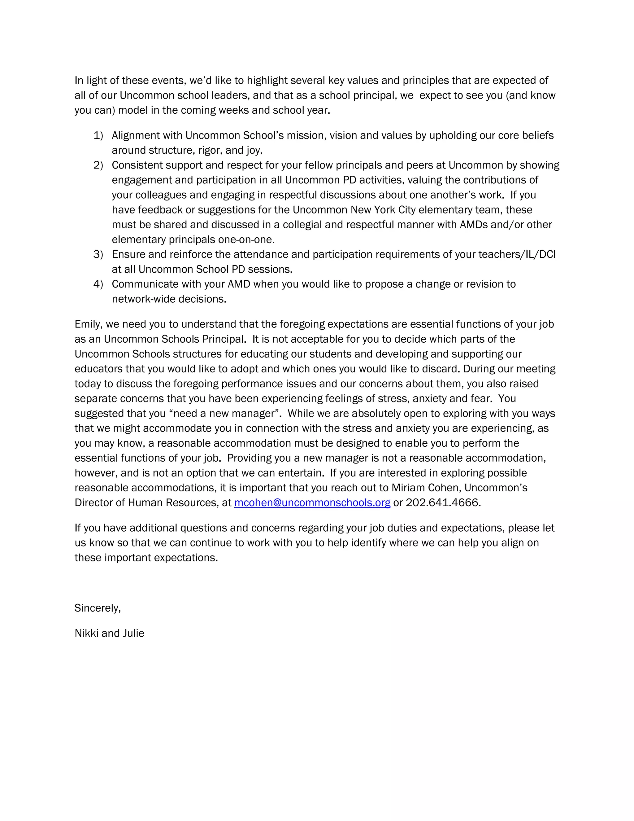 Uncommon Schools Disciplinary Letter | PDF
