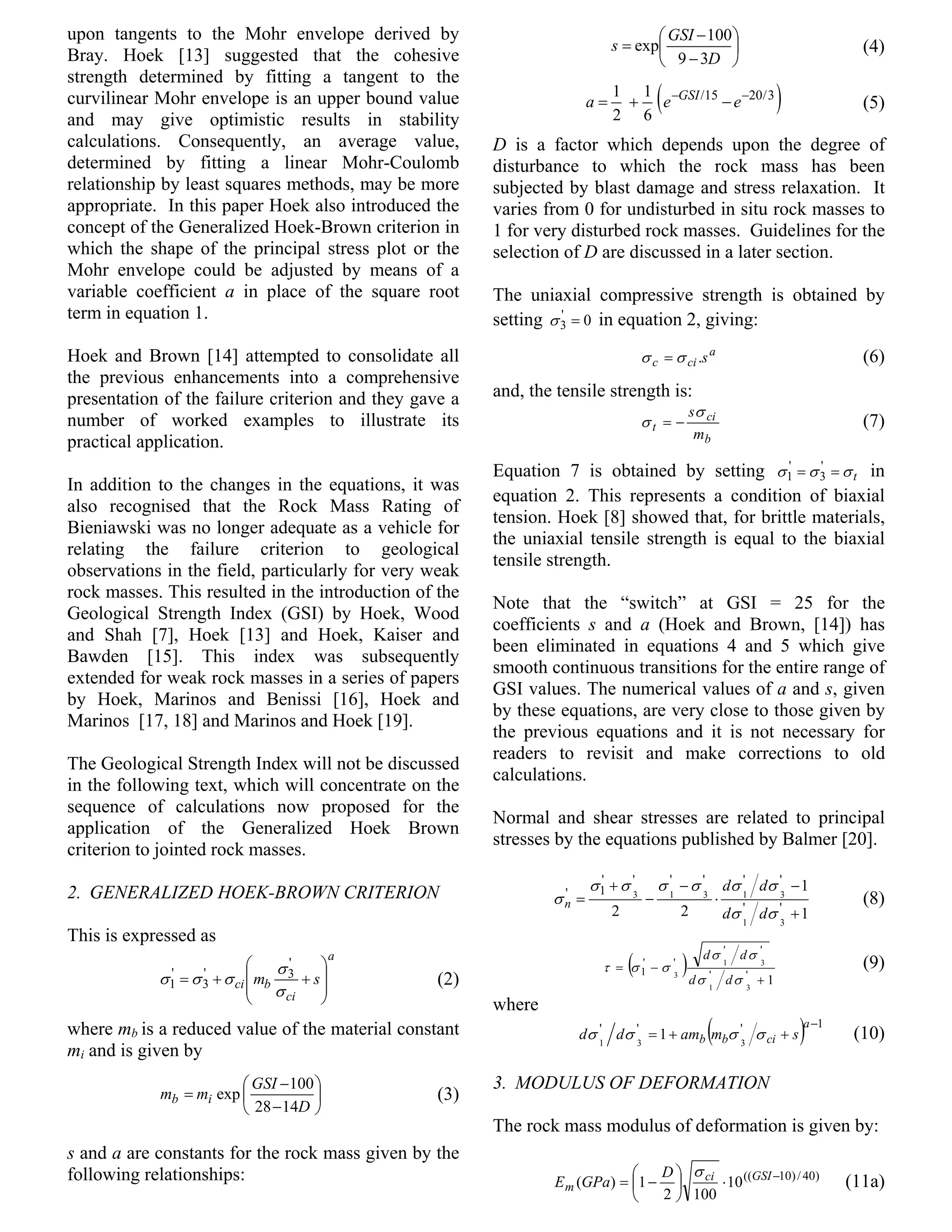 Hoek brown failure criterion-2002 edition | PDF