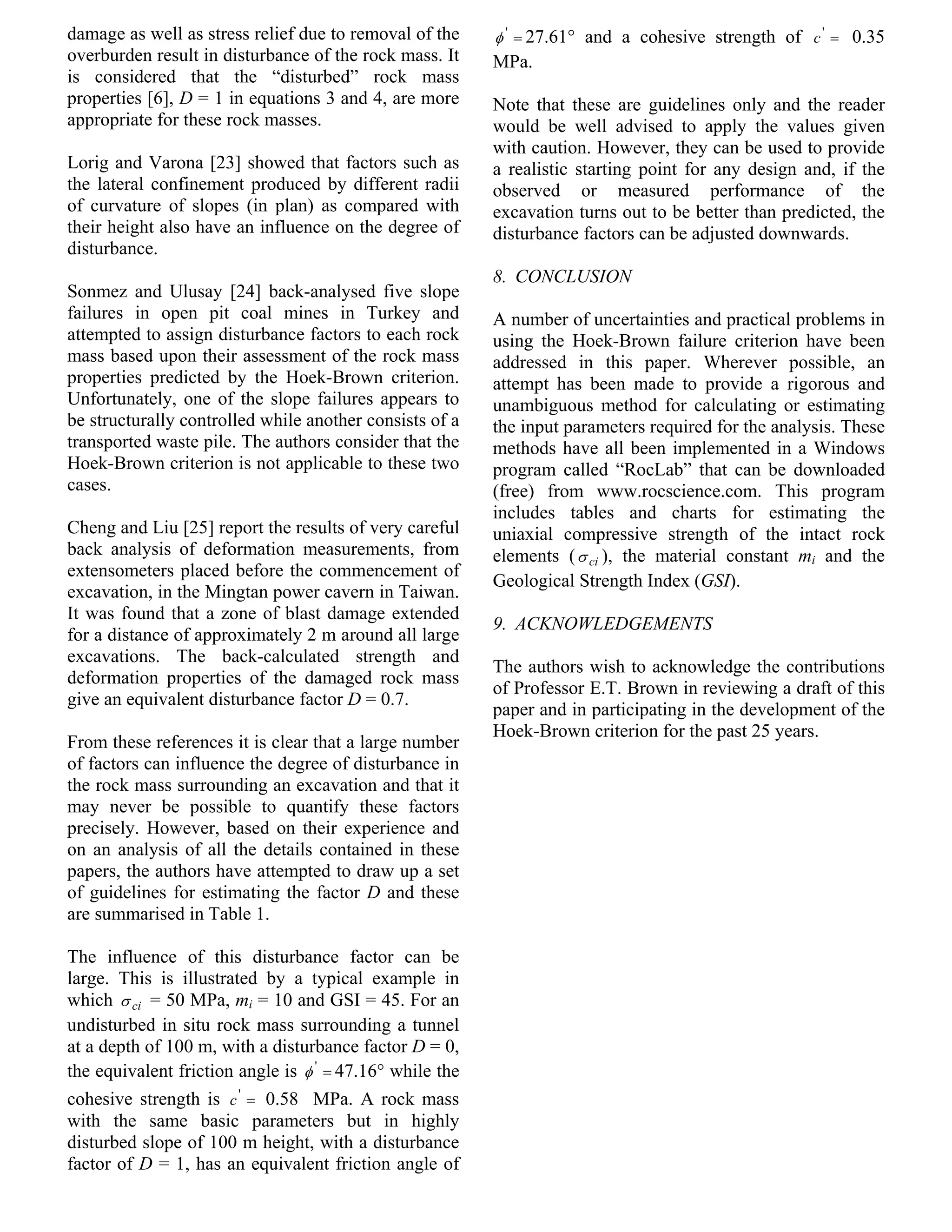 Hoek brown failure criterion-2002 edition | PDF