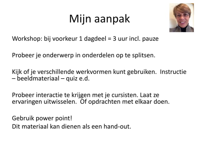 Hoe ontwikkel ik een workshop | PPTX