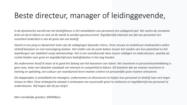 Hoe ontwikkel ik mijn personeel? Een stappenplan voor strategische personeelsontwikkeling | PPT