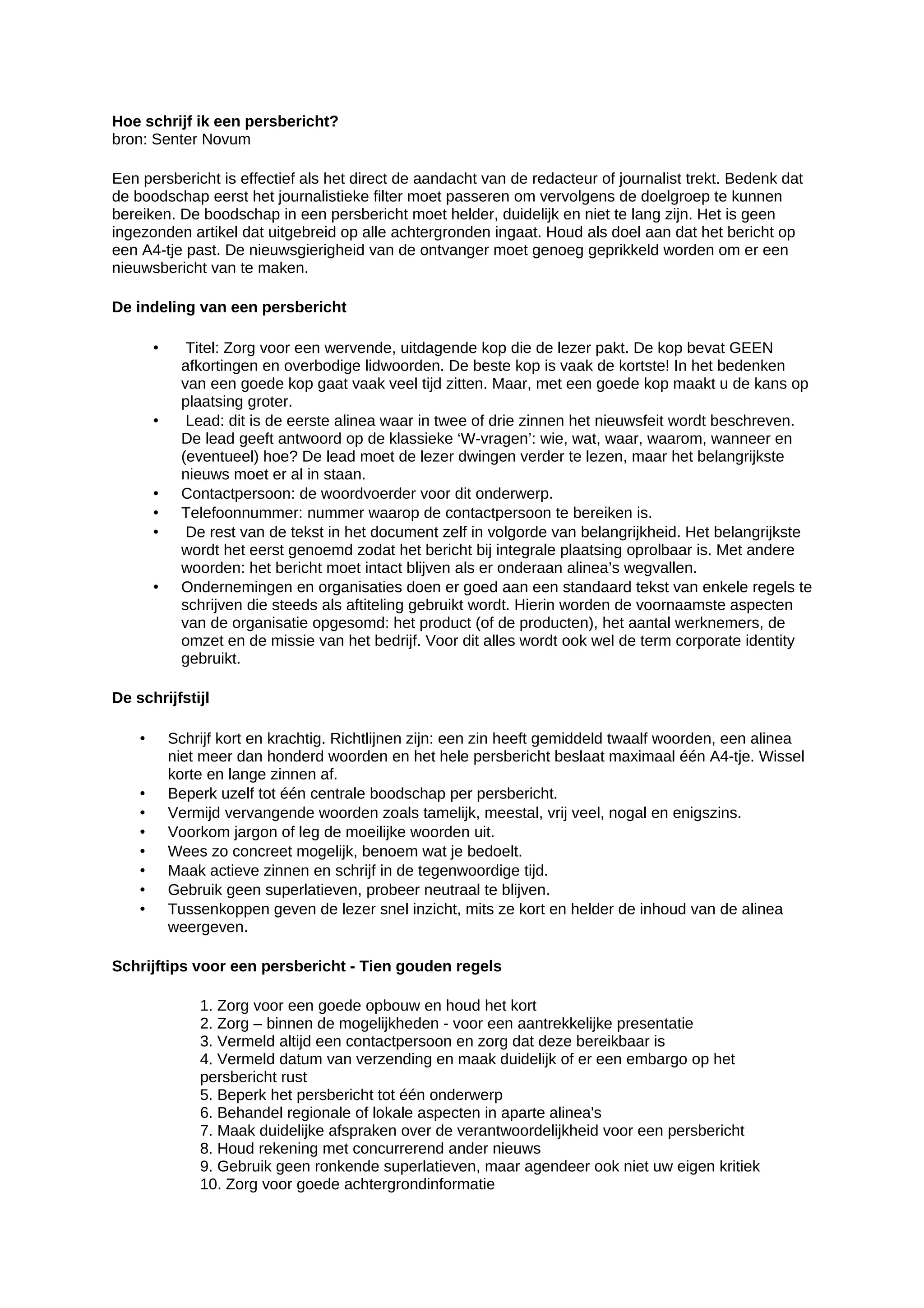 Hoe schrijf ik een persbericht | PDF