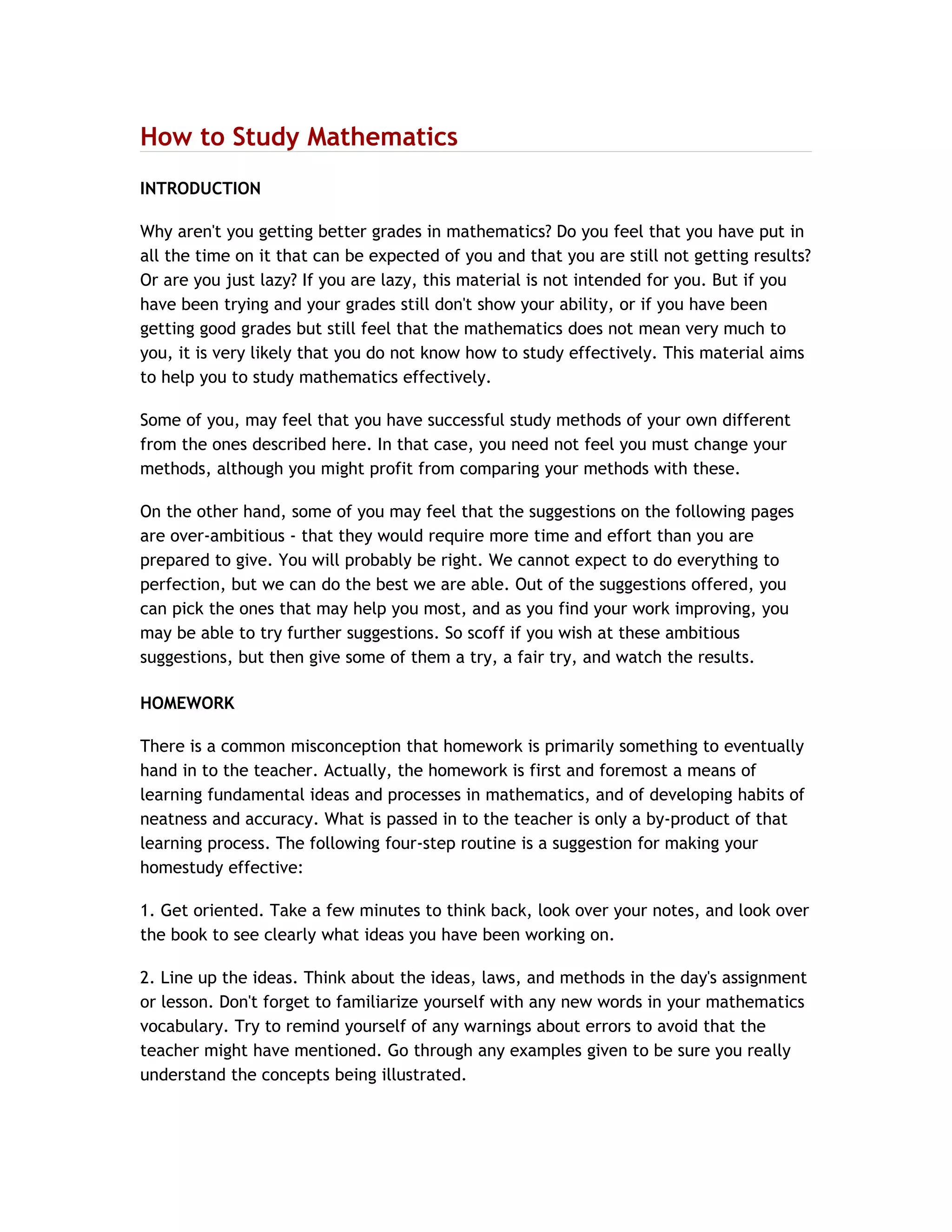 how to study maths | PDF