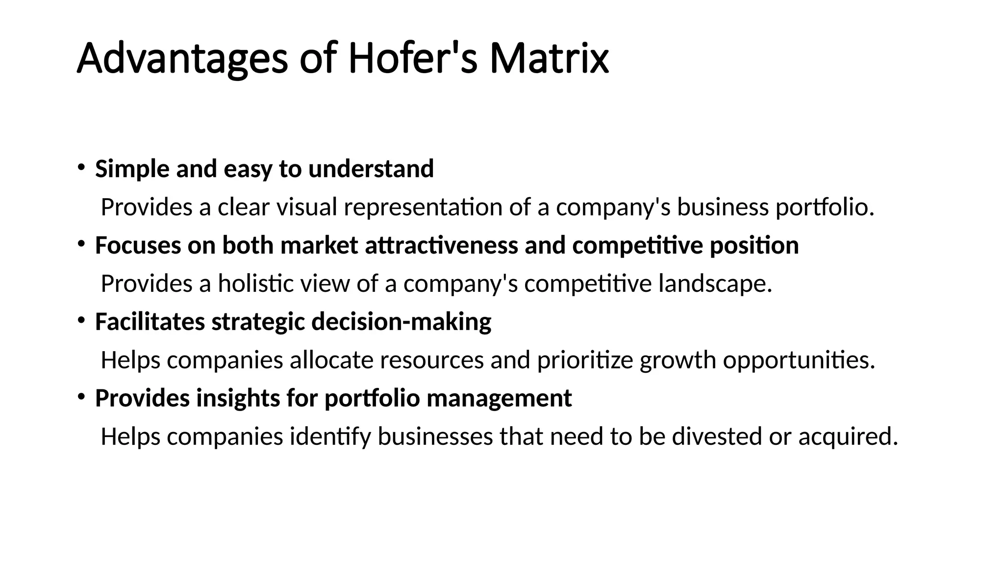 HOFER’S MATRIX MBA General PPT for strategic management | PPTX