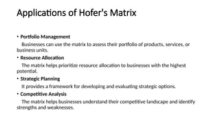 HOFER’S MATRIX MBA General PPT for strategic management | PPTX