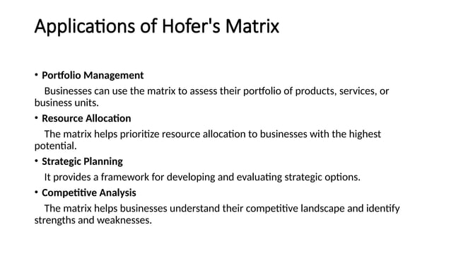 HOFER’S MATRIX MBA General PPT for strategic management | PPTX ...