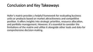 HOFER’S MATRIX MBA General PPT for strategic management | PPTX