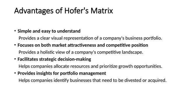 HOFER’S MATRIX MBA General PPT for strategic management | PPTX ...
