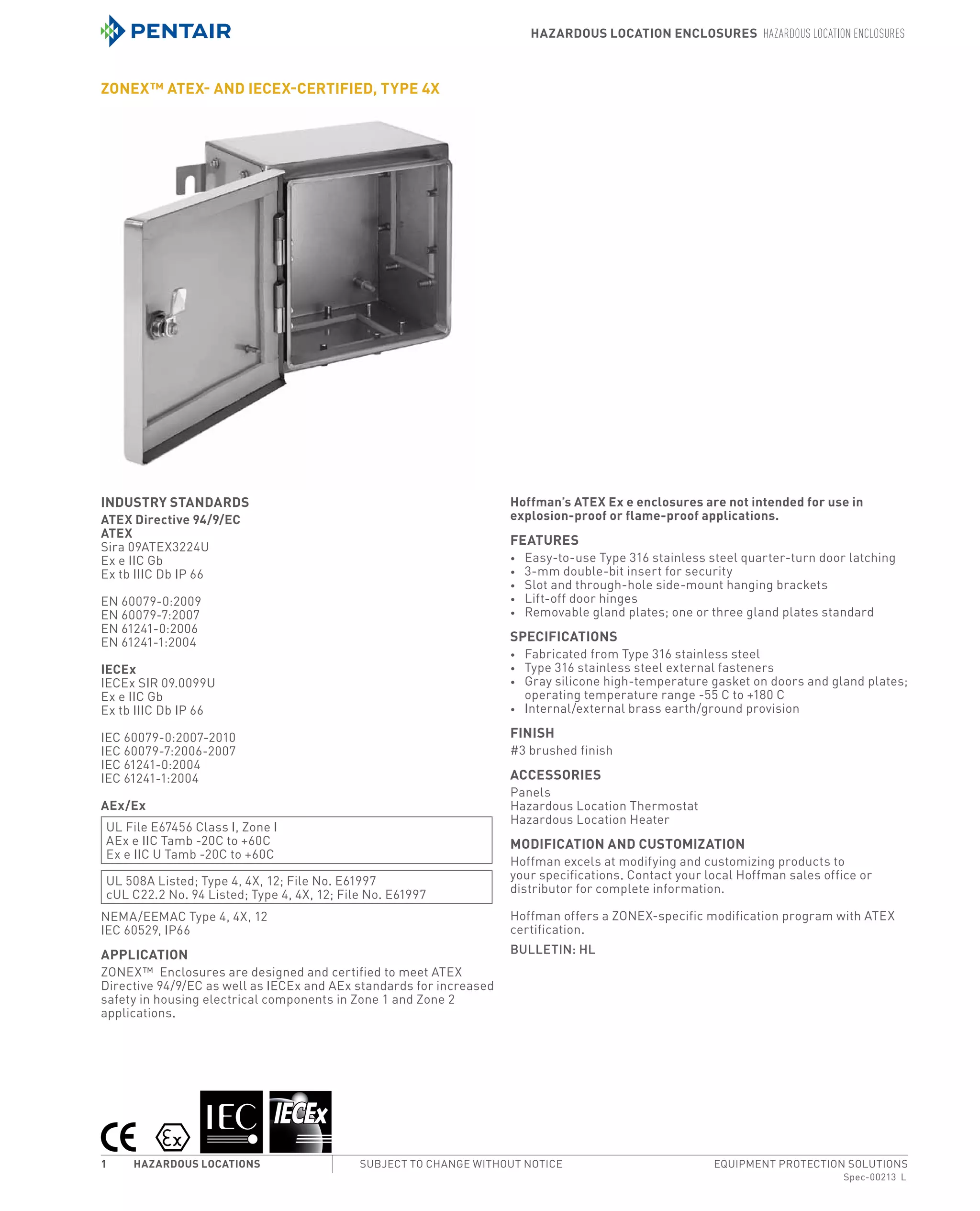 Hoffman ZONEX ATEX & IECEx Certified Enclosures, Type 4x - Hazardous ...