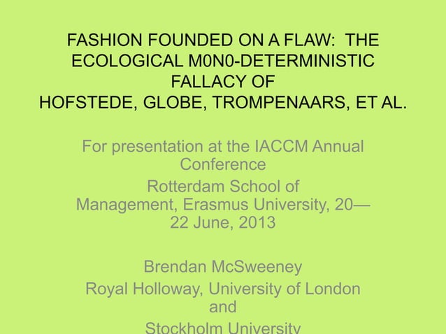 Hofstede and globe the ecological fallacy | PPTX