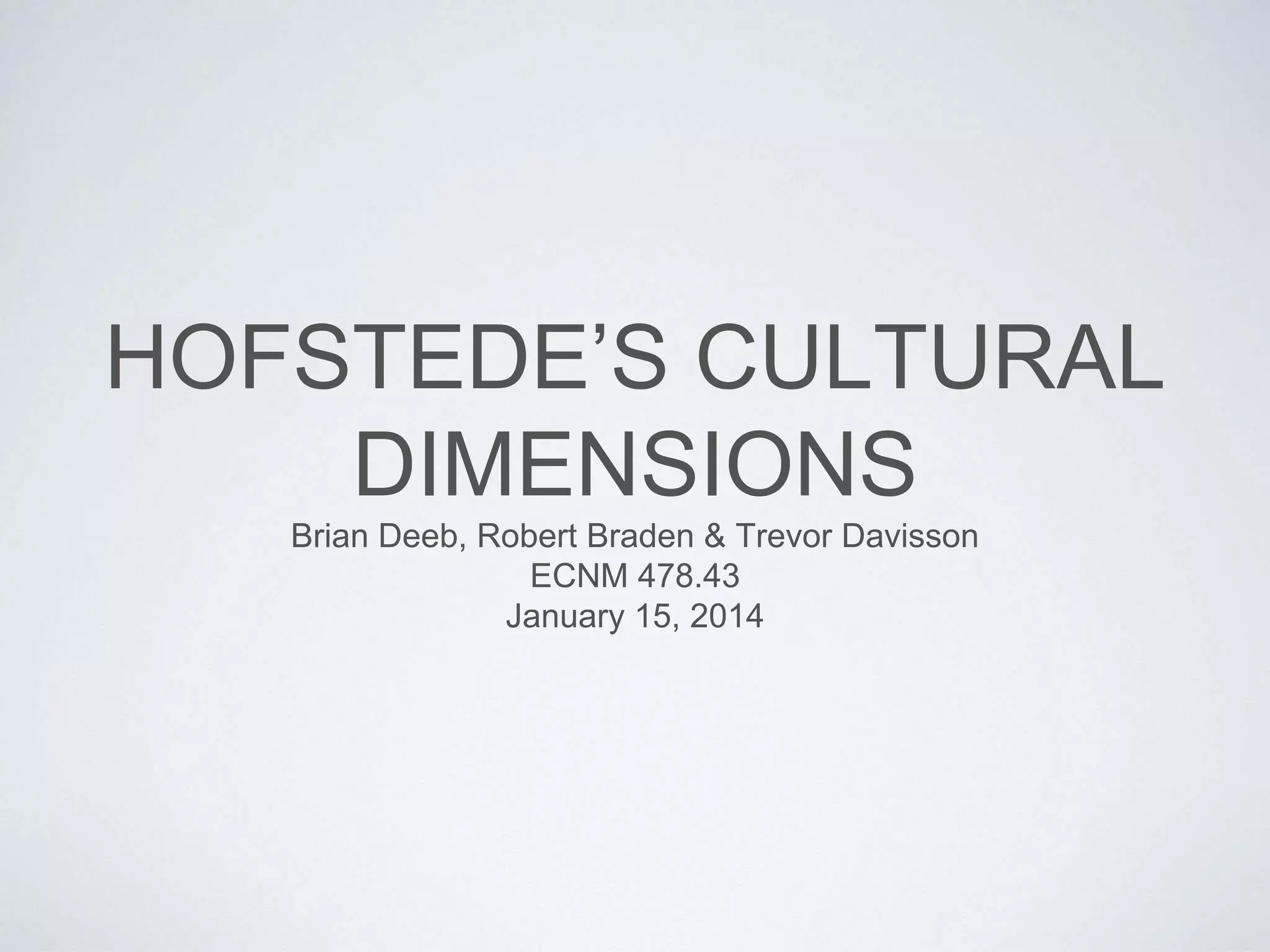 Hofstede cultural dimensions | PPTX