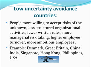 Uncertainty Avoidance Examples