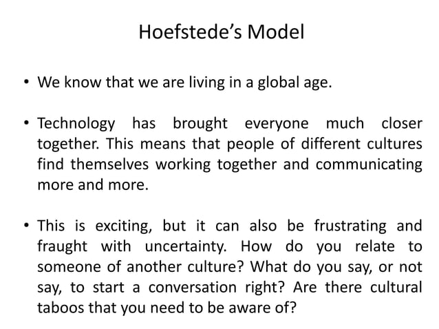 Hofstede model | PPT