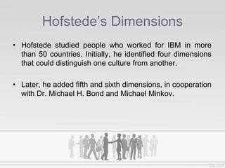 Hofstede's dimensions | PPTX