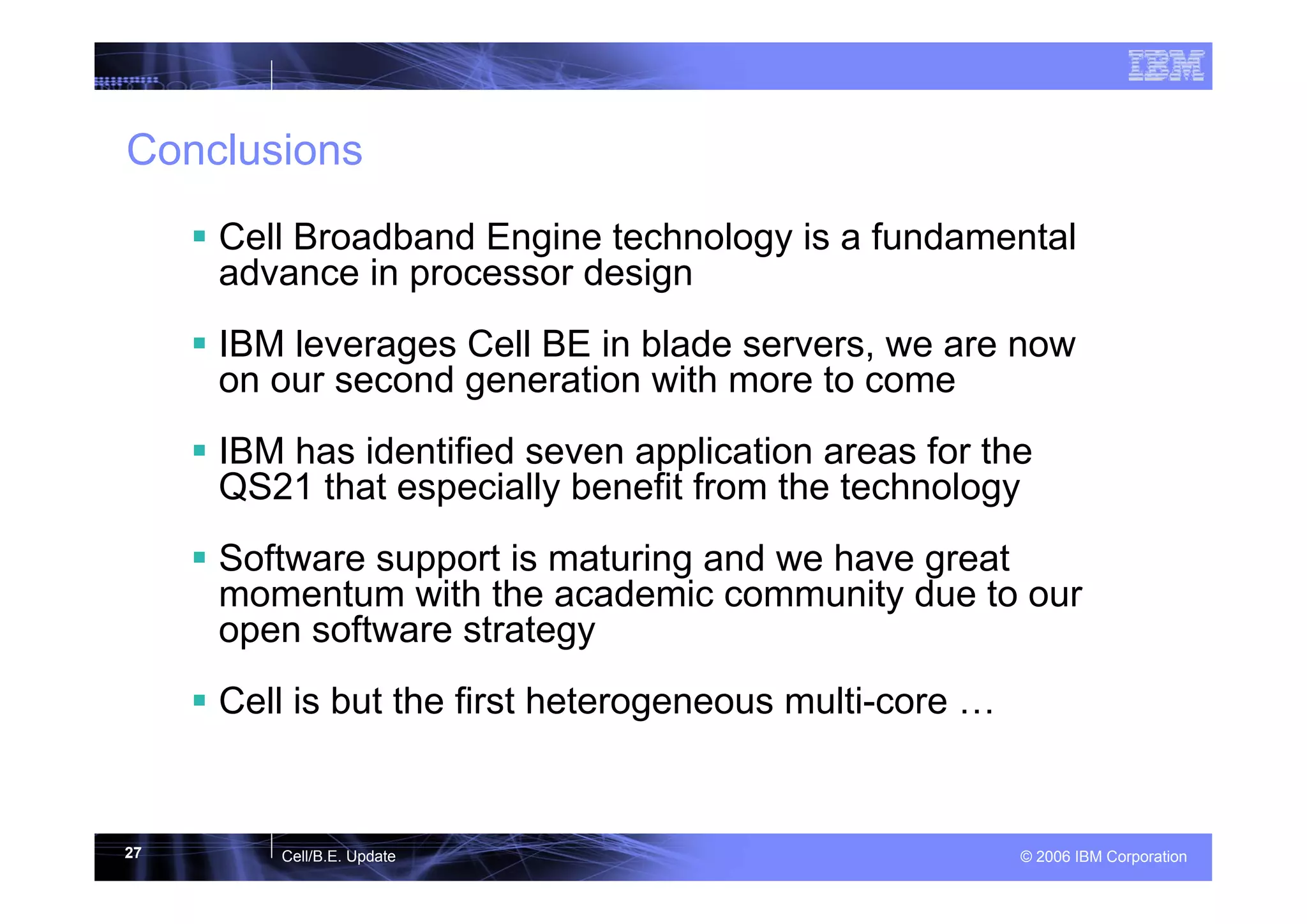Cell Broadband EngineTM: and Cell/B.E. based blade technology | PPT