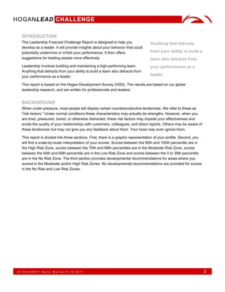 Hogan Development Survey (HDS) Report | PDF