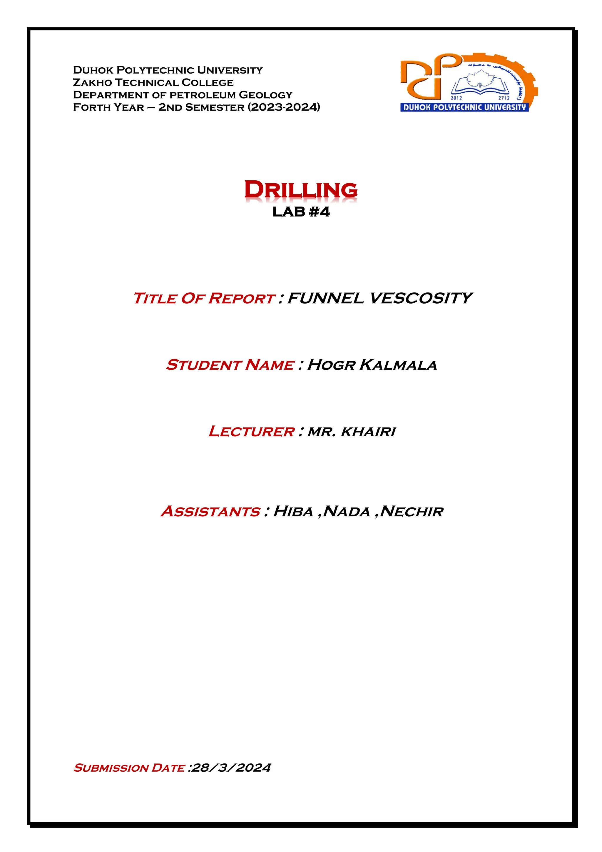 drilling. Funnel viscosity pdf | PDF