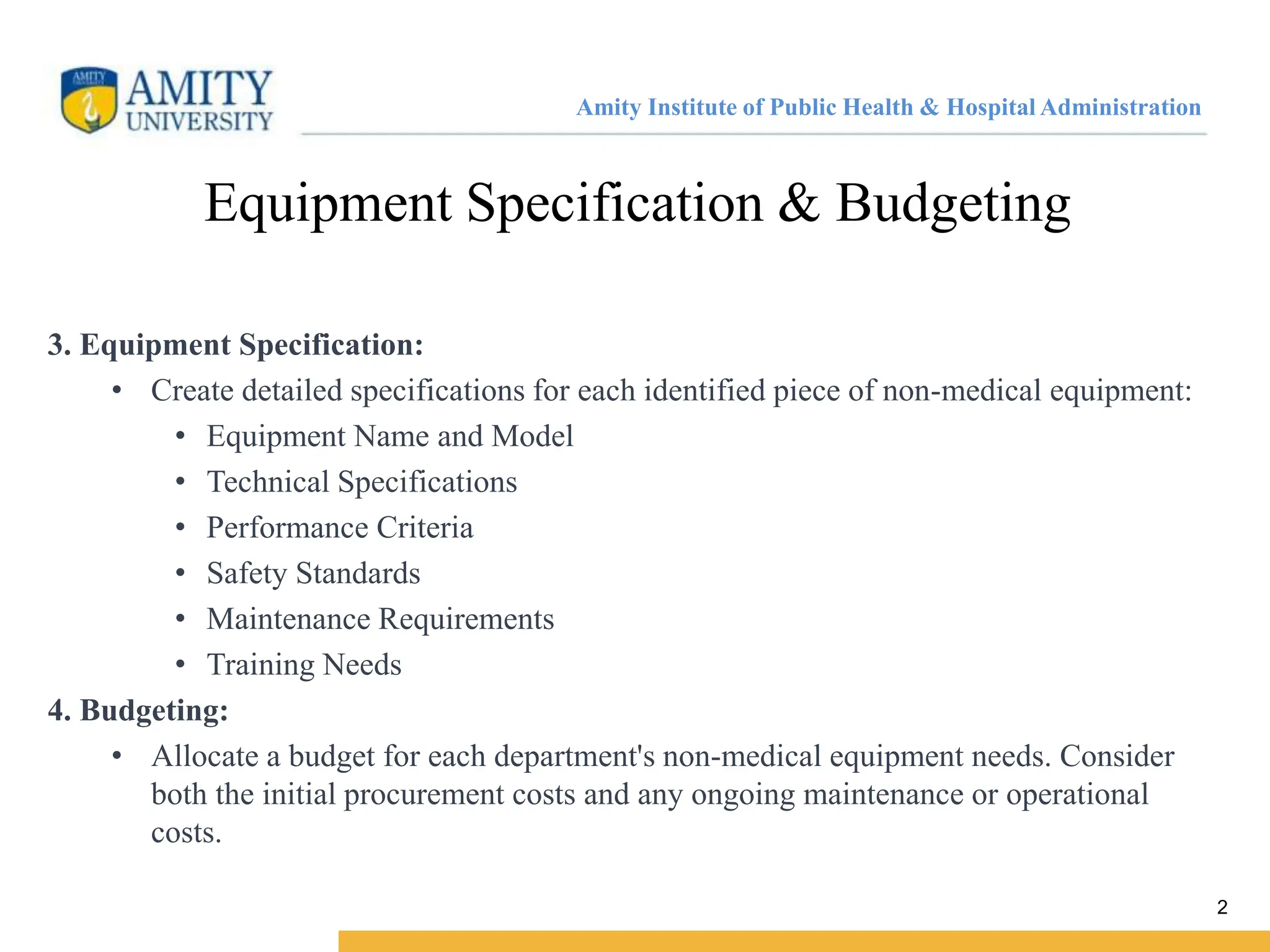 needs assessment & equipment identification | PPTX