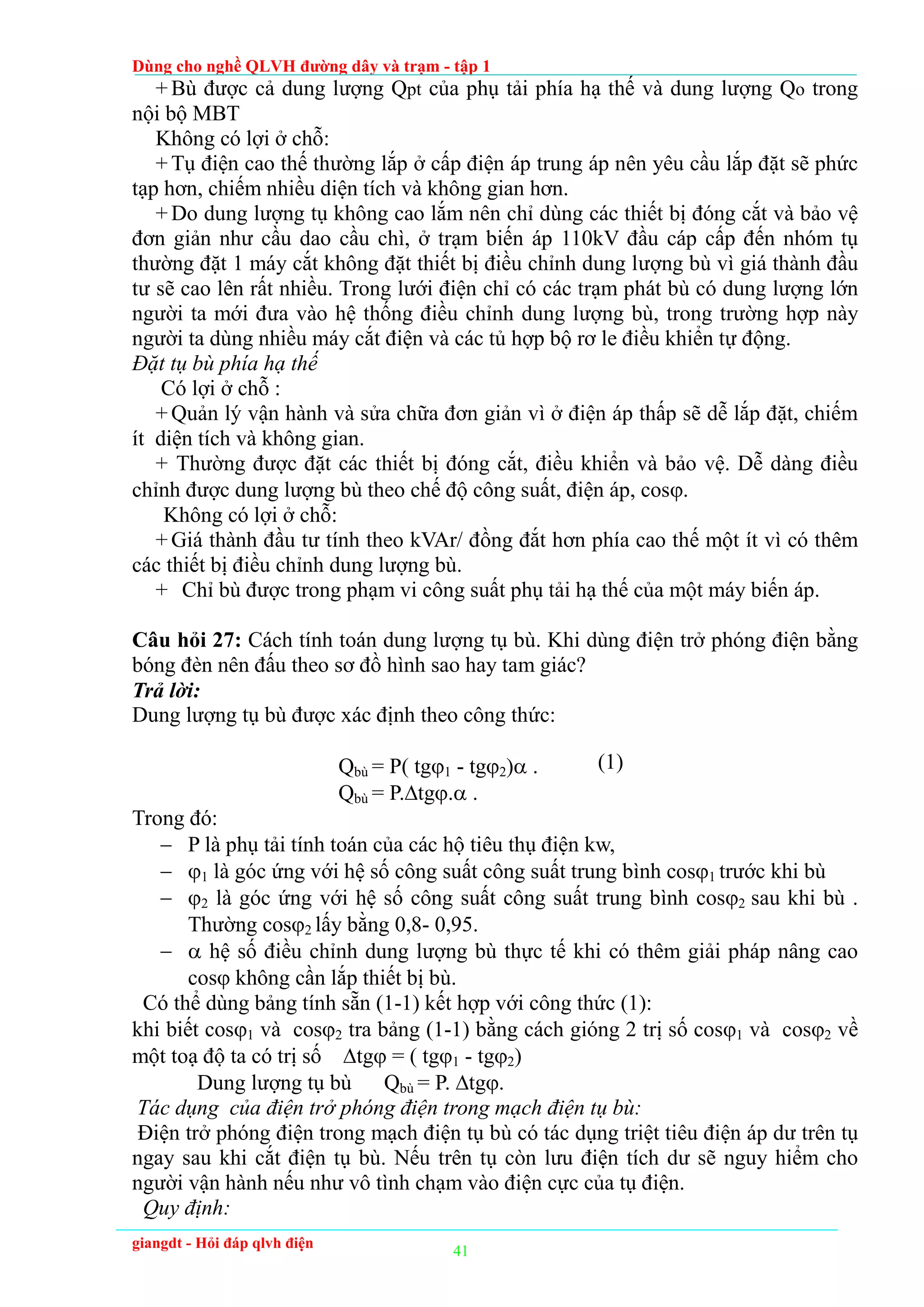 Hoi dap ve qlvh luoi dien va tba | PDF