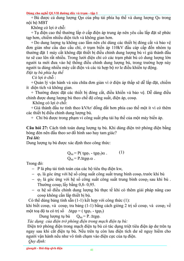 Hoi dap ve qlvh luoi dien va tba | PDF