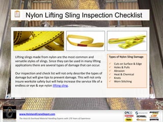 Nylon Web Slings Inspection Checklist | PPTX