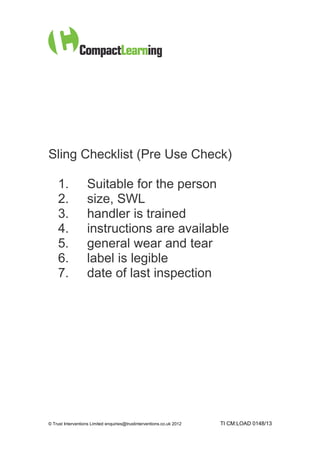 Hoist checklist (kerri's) a | DOC