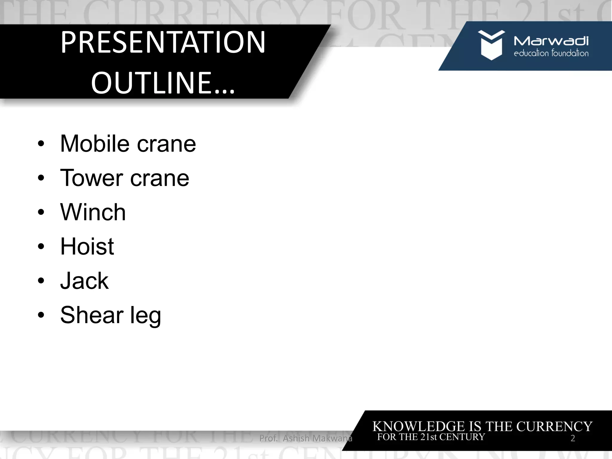 Hoisting equipments_Advanced Construction Technology (Semester-6), Civil Engineering | PDF
