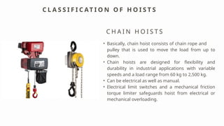 overview of hoists in construction related to architecture | PPTX