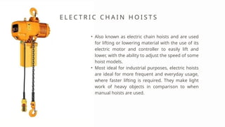 overview of hoists in construction related to architecture | PPTX