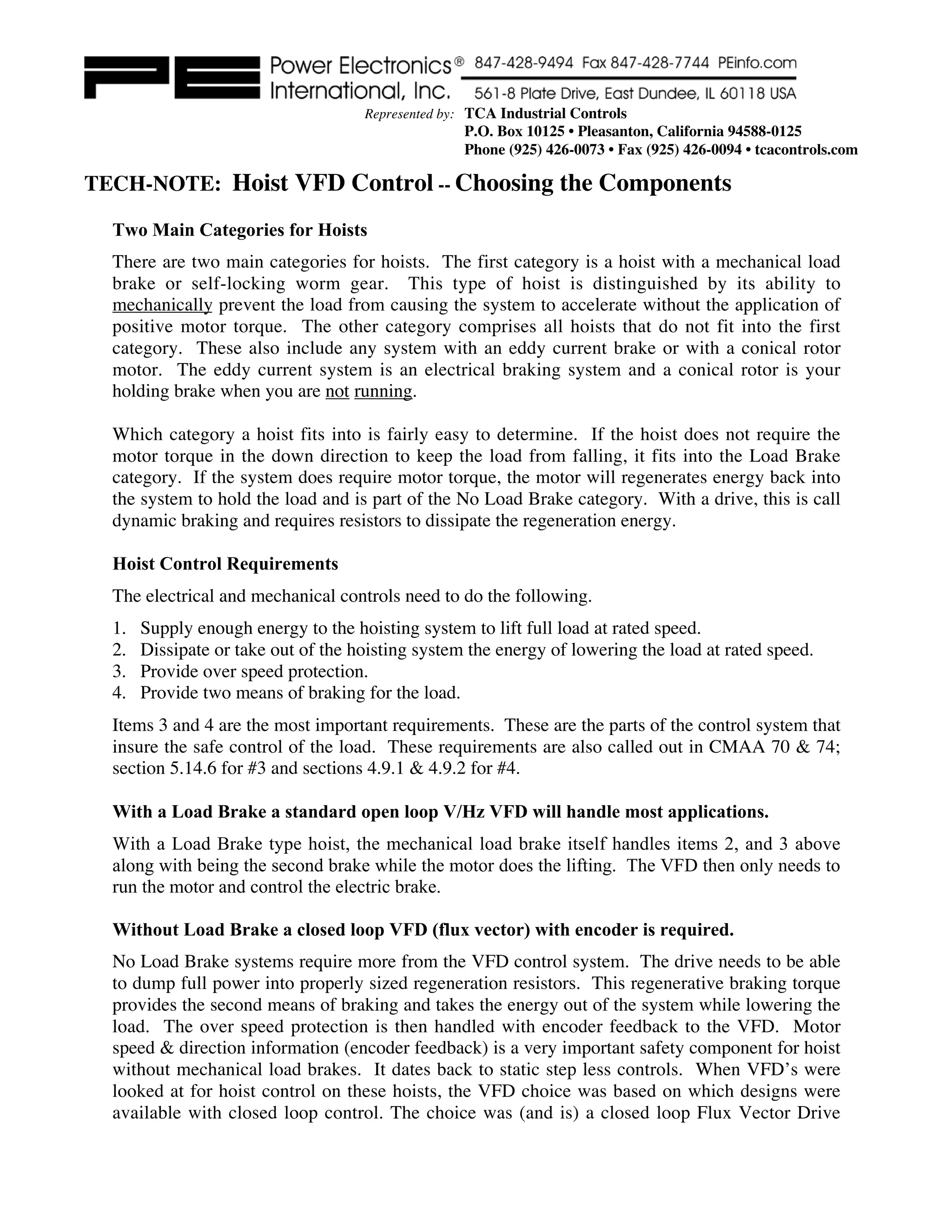 Hoist vfd control | PDF