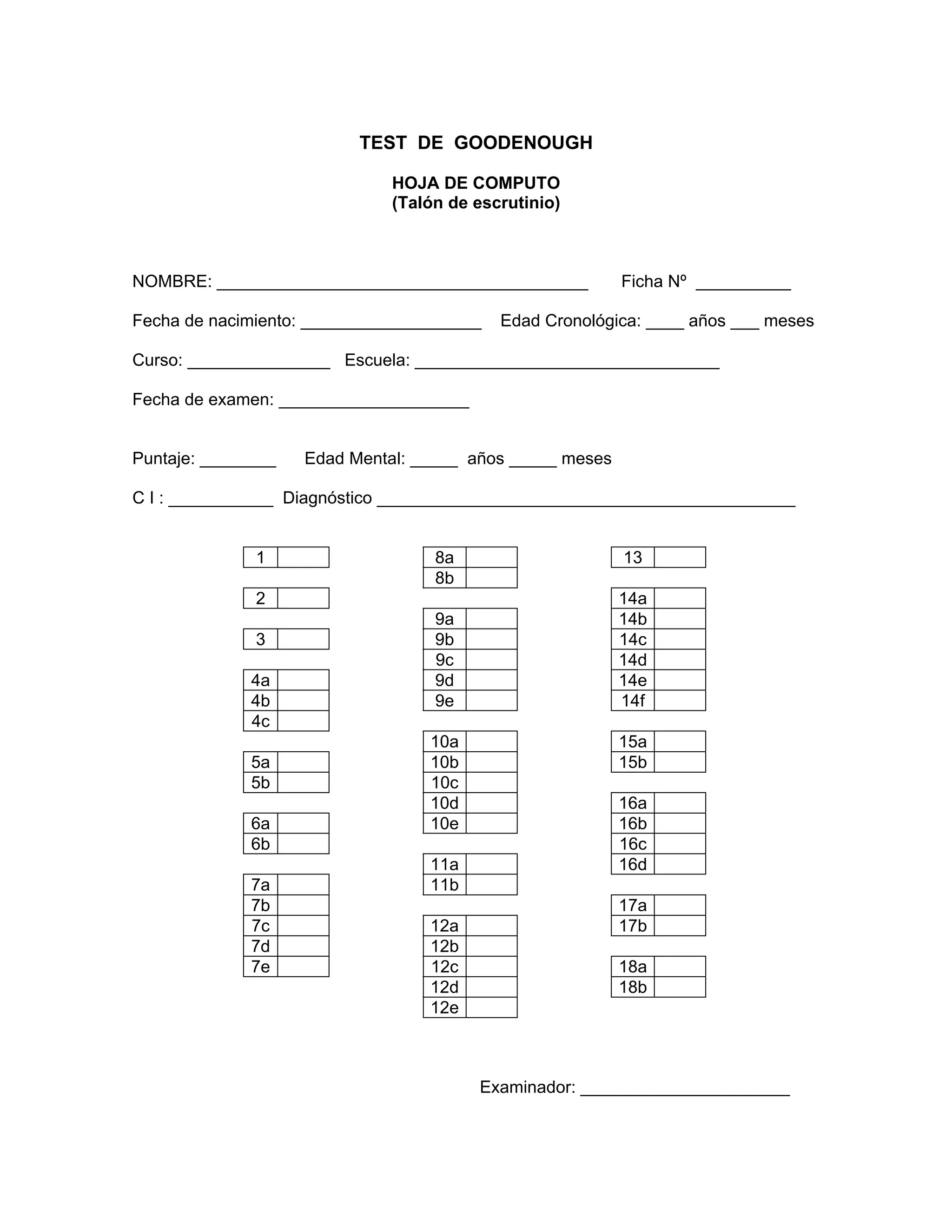 Hoja correccion goodenough | PDF