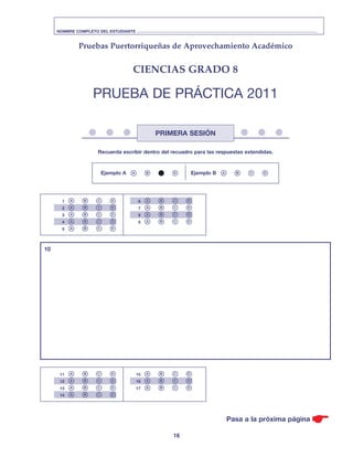 Hoja de contestaciones g8 prueba de práctica 1-24-11 | PDF