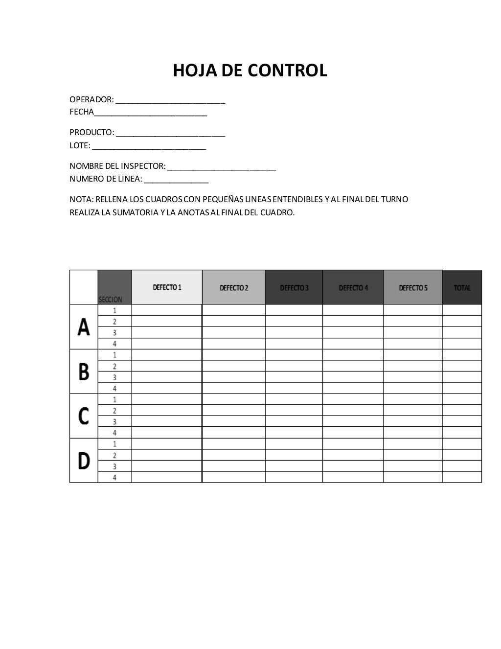 Hoja de control