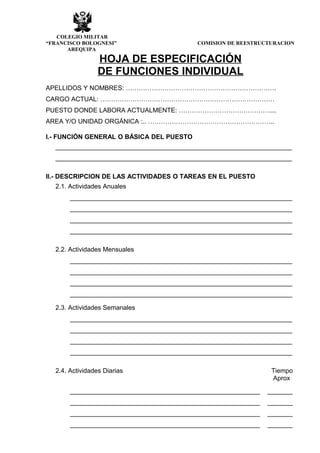 Hoja de funciones indivual | DOC
