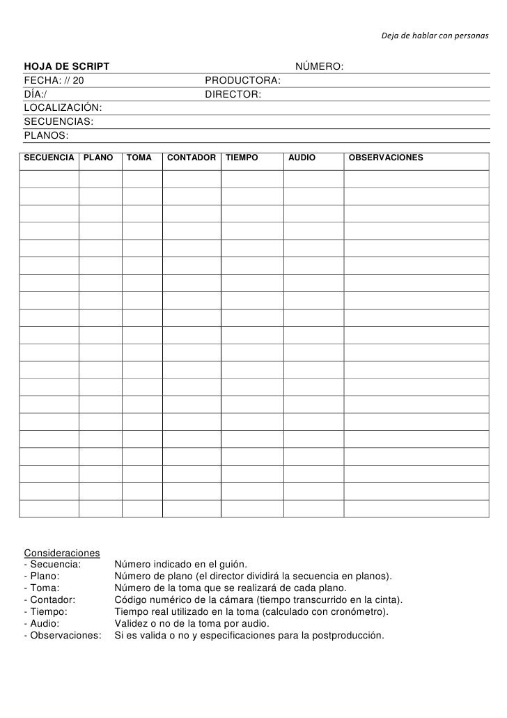 Hoja de script