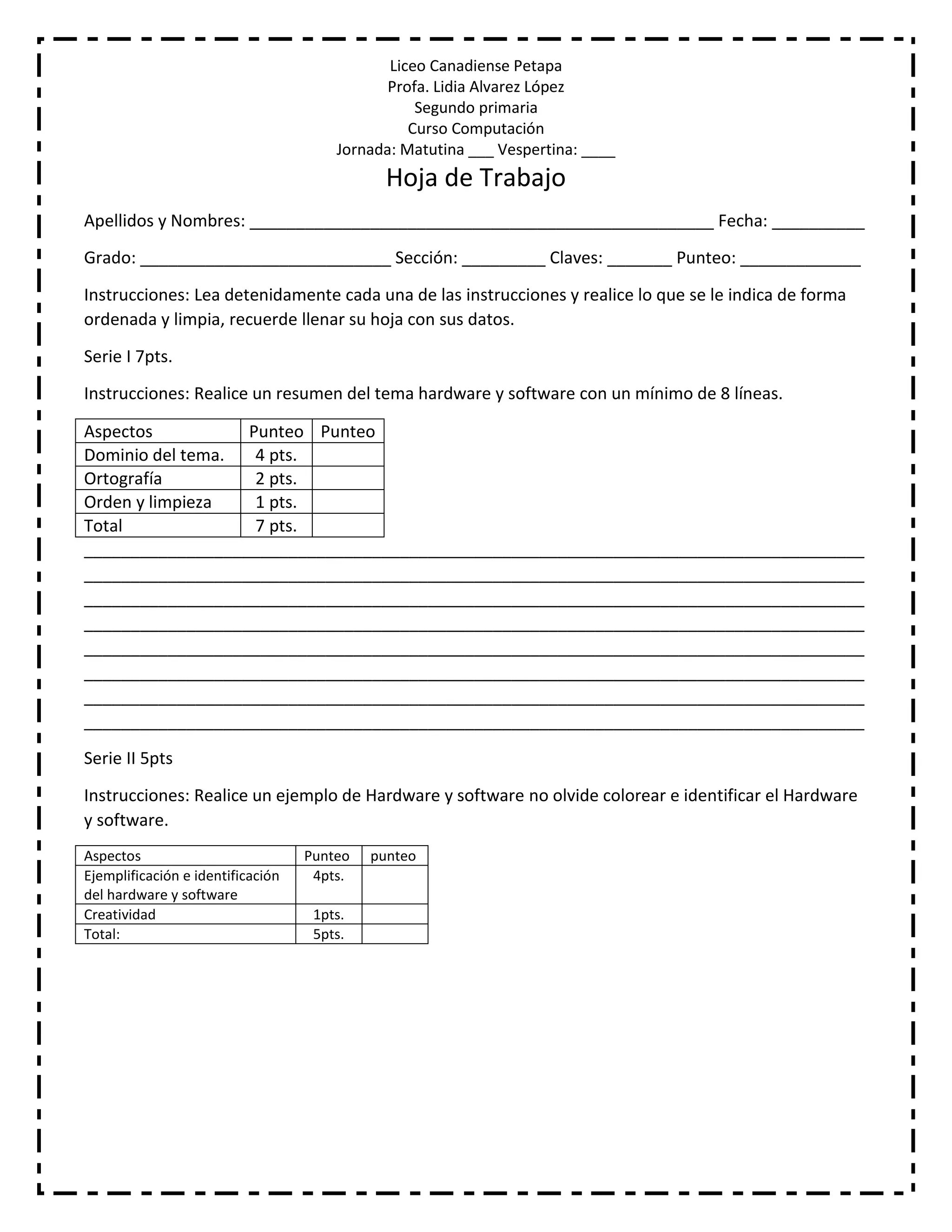Hoja de trabajo hardware y software | DOCX | Computing | Technology ...