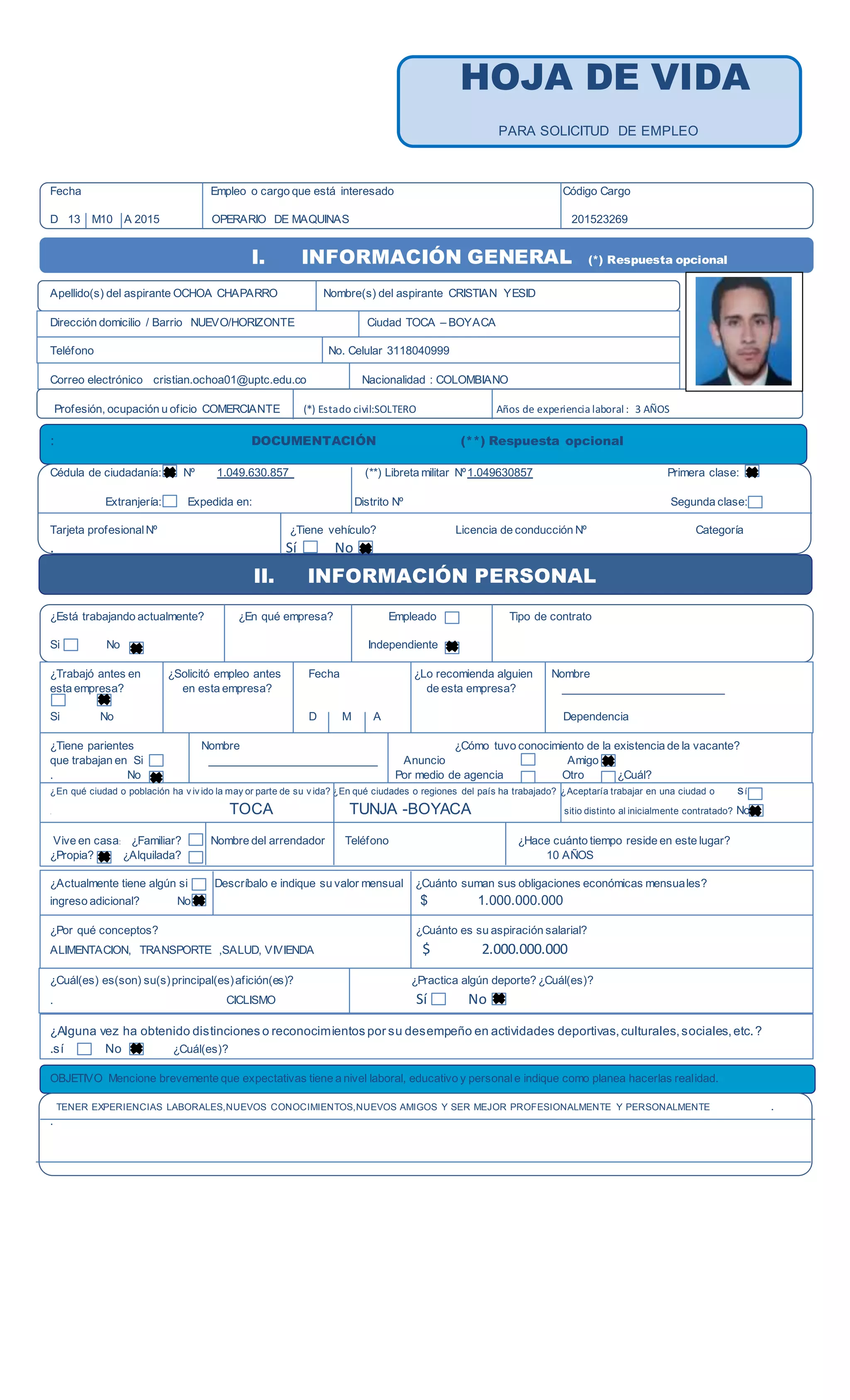 Hoja de vida | DOCX