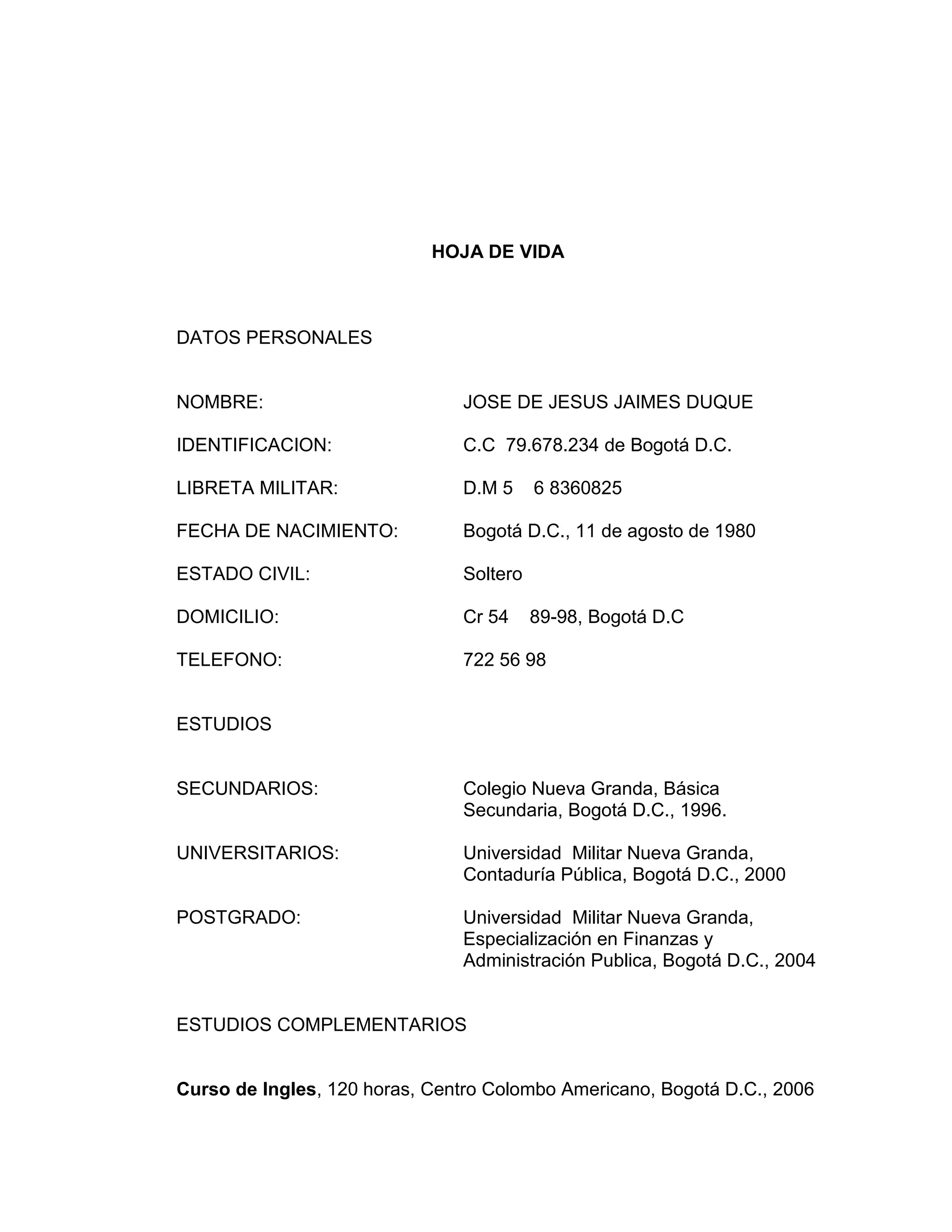 Hoja de vidad de contador publico | DOCX