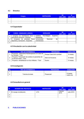 Hoja de vida facultad ciencias de la salud catlina murillo | PDF
