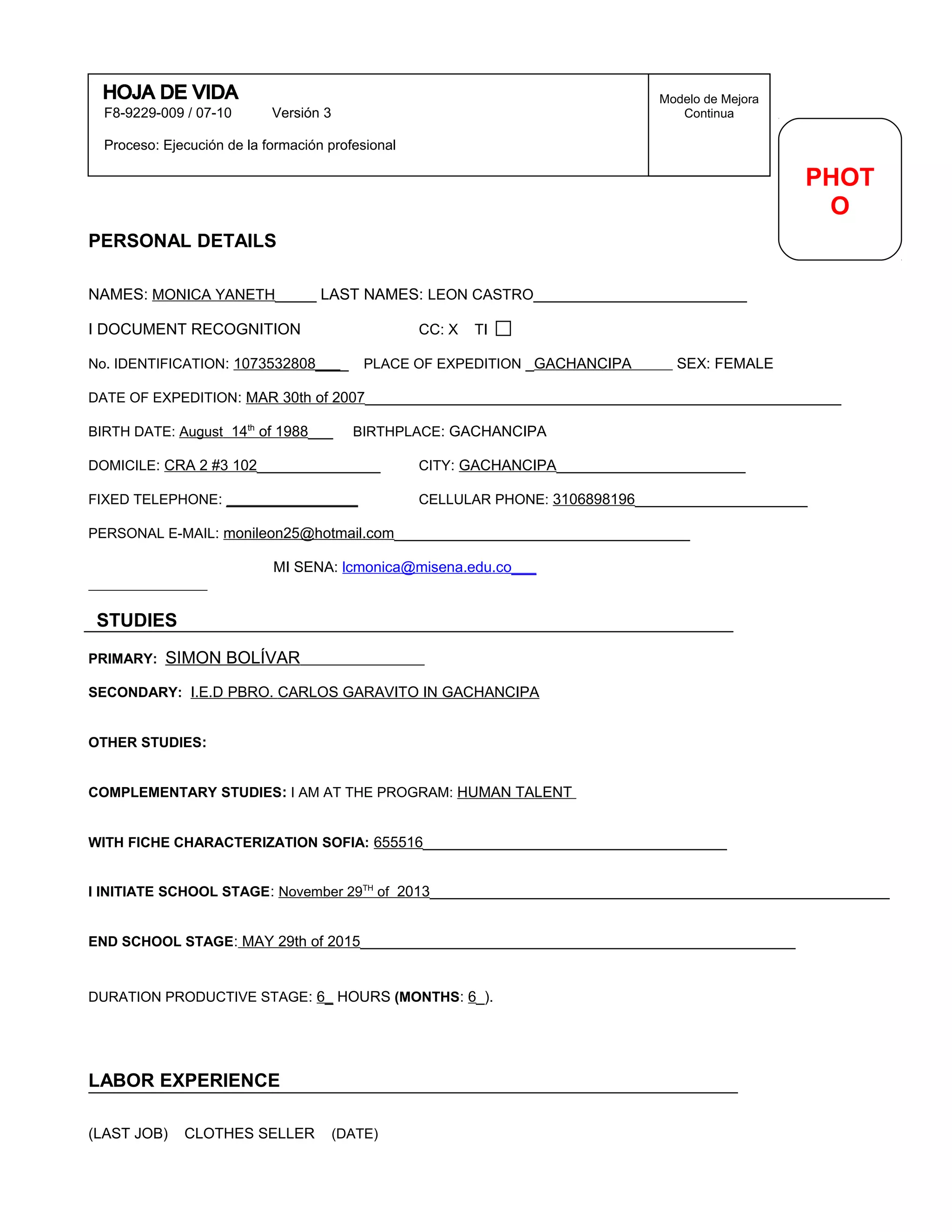 5. CV FORM /INTERVIEW QUESTIONS | DOC