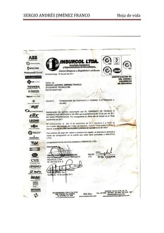 Hoja de vida sergio andres | PDF