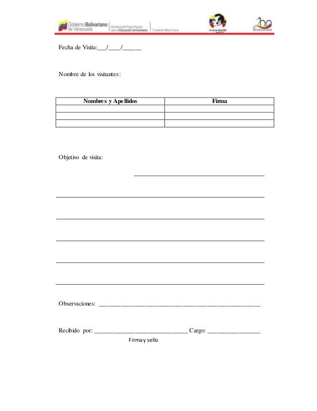 Hoja de visita