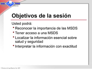 HOJAS DE SEGURIDAD Capacitación en hojas de seguridad de materiales ...