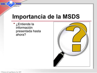 HOJAS DE SEGURIDAD Capacitación en hojas de seguridad de materiales ...
