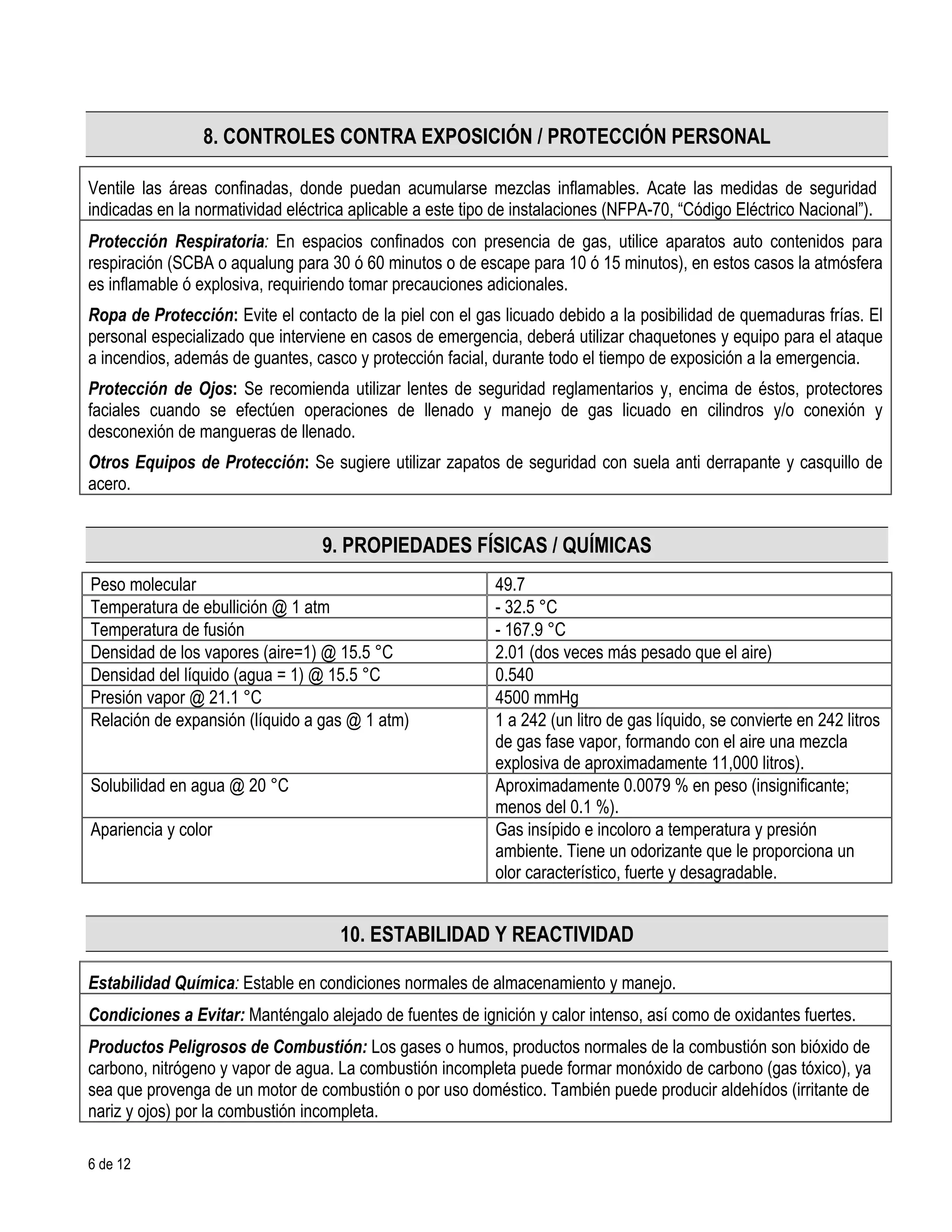 Hoja seguridadgaslp v2007 | PDF | First Aid | Injuries