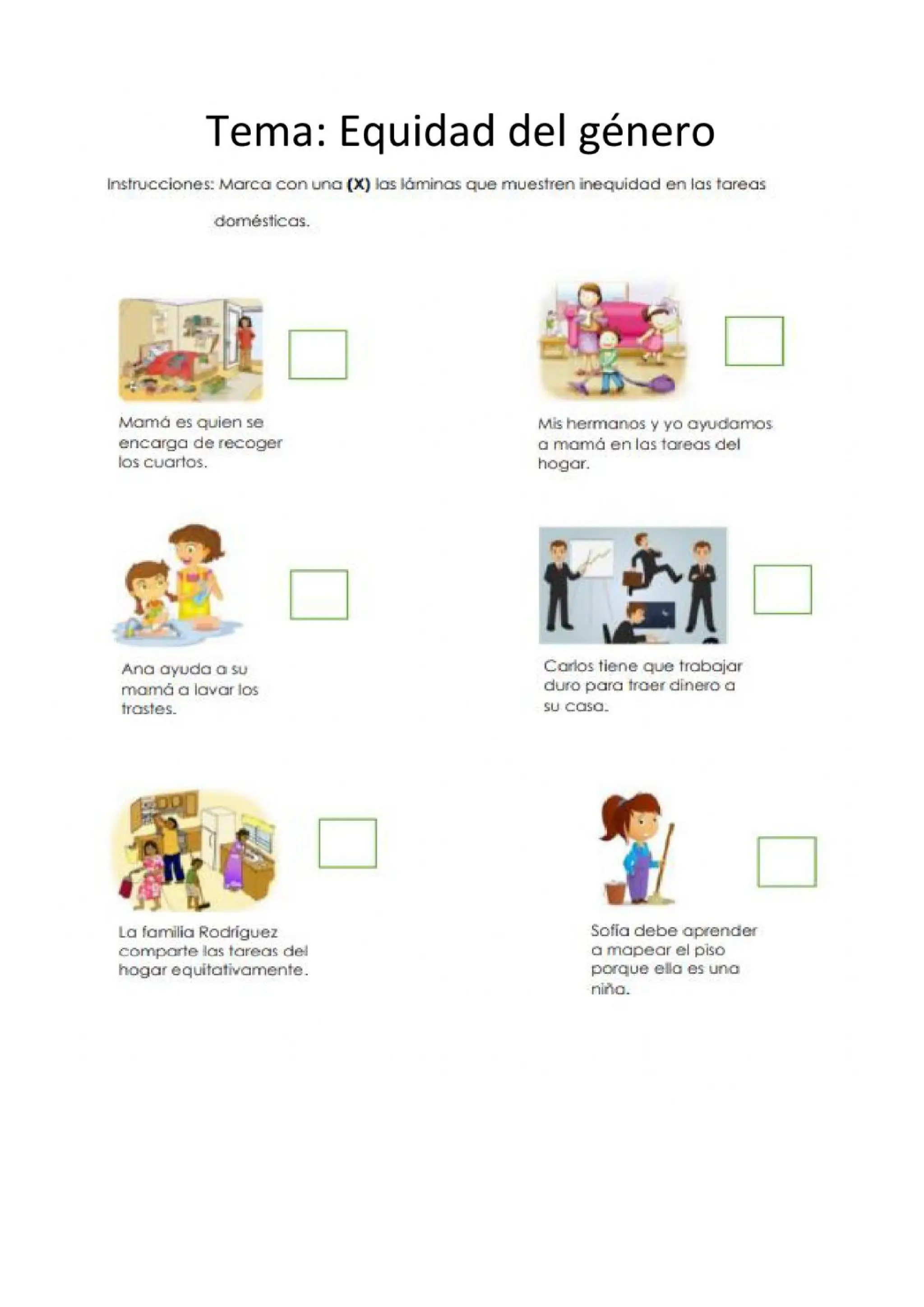 HOJA DE TRABAJO IGUALDAD DE GENERO PRIMARIA | PDF